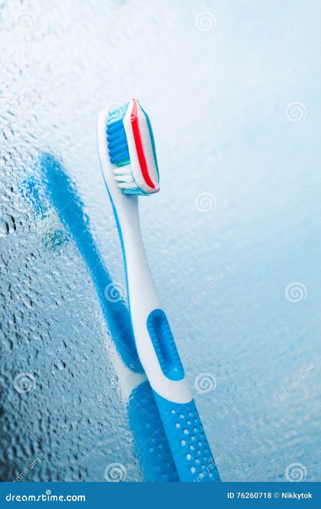 Toothbrush with Red Stripe Toothpaste Stock Photo - Image of dental ...