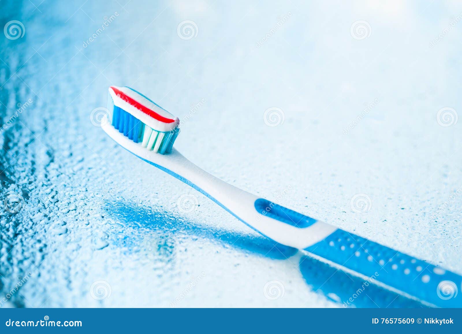 Toothbrush with Red Stripe Toothpaste Stock Image - Image of closeup ...