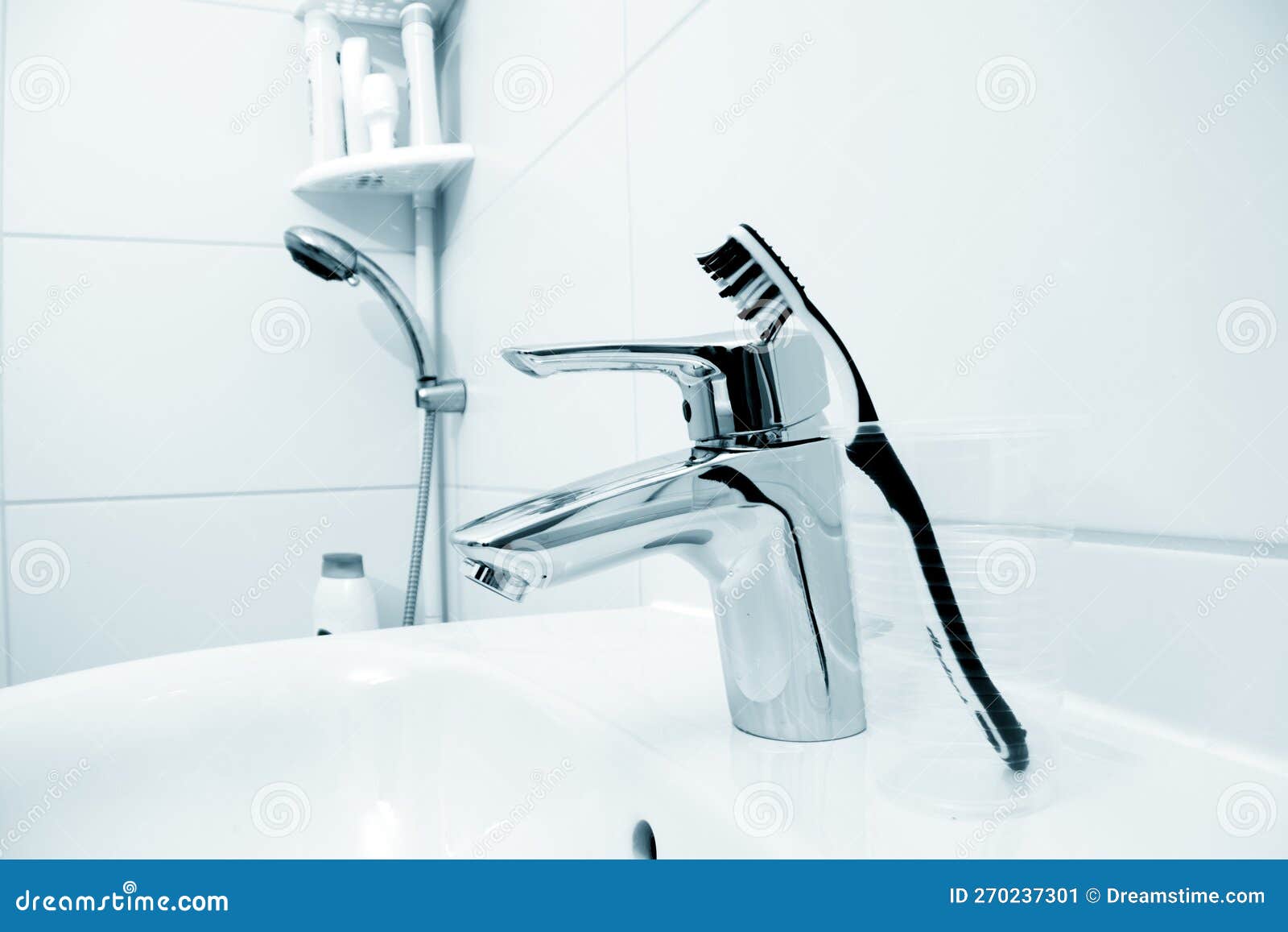 Toothbrush on the Sink in the Bathroom Stock Image - Image of towel ...