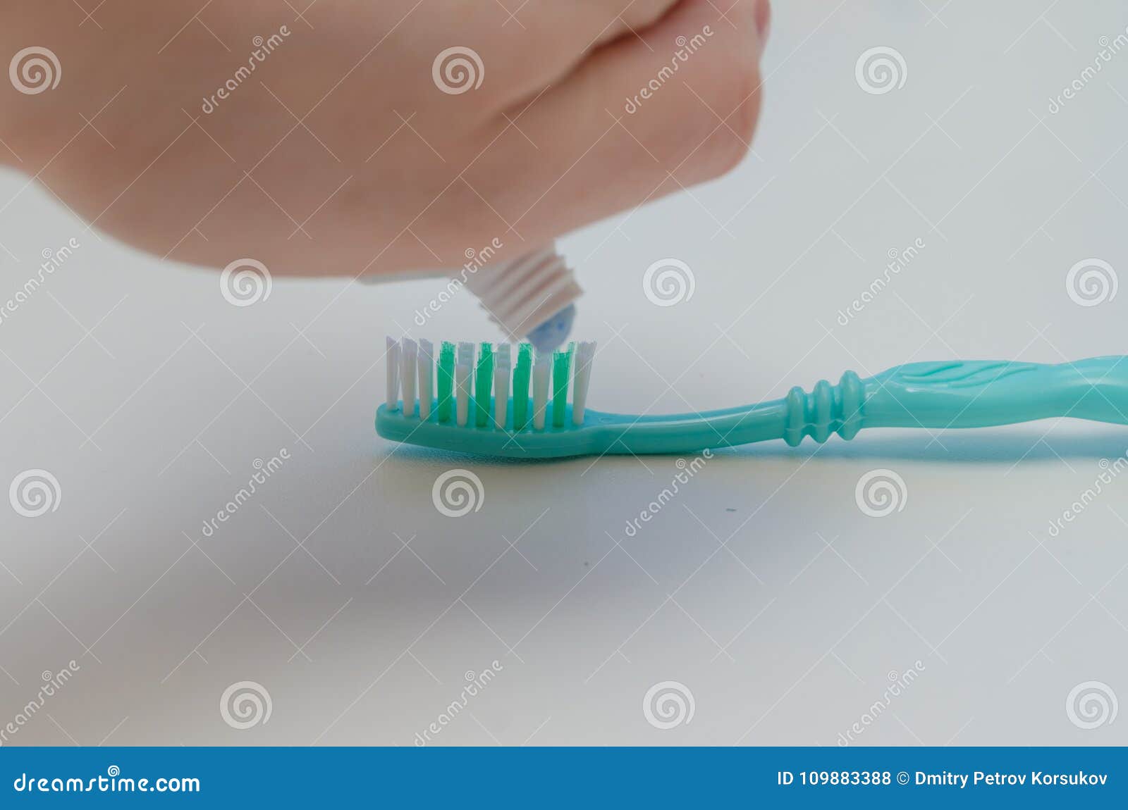 On the Toothbrush Smear Toothpaste Stock Photo - Image of object ...