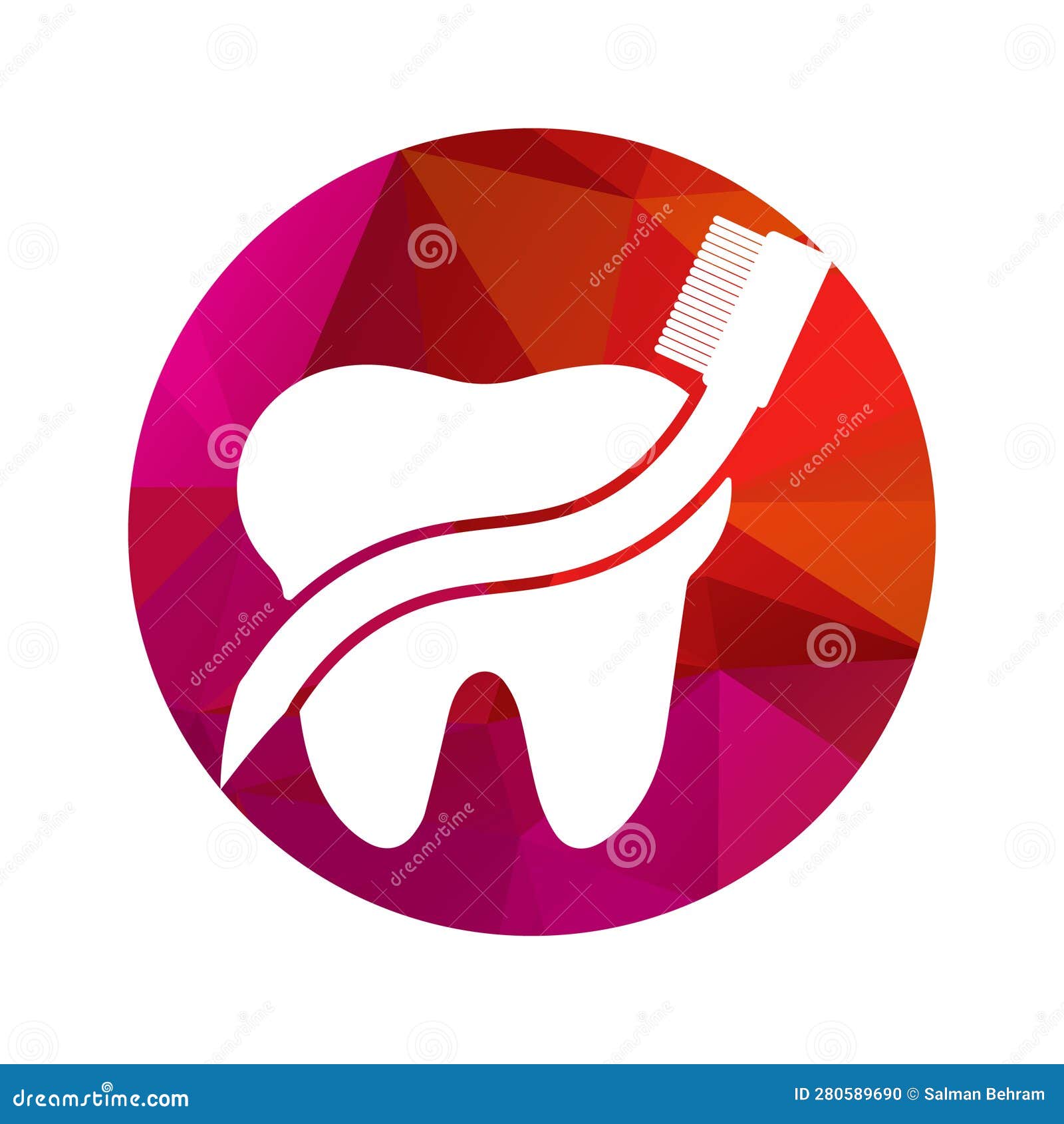 Toothbrush and Tooth Inside a Shape of Circle Vector Illustration Stock ...