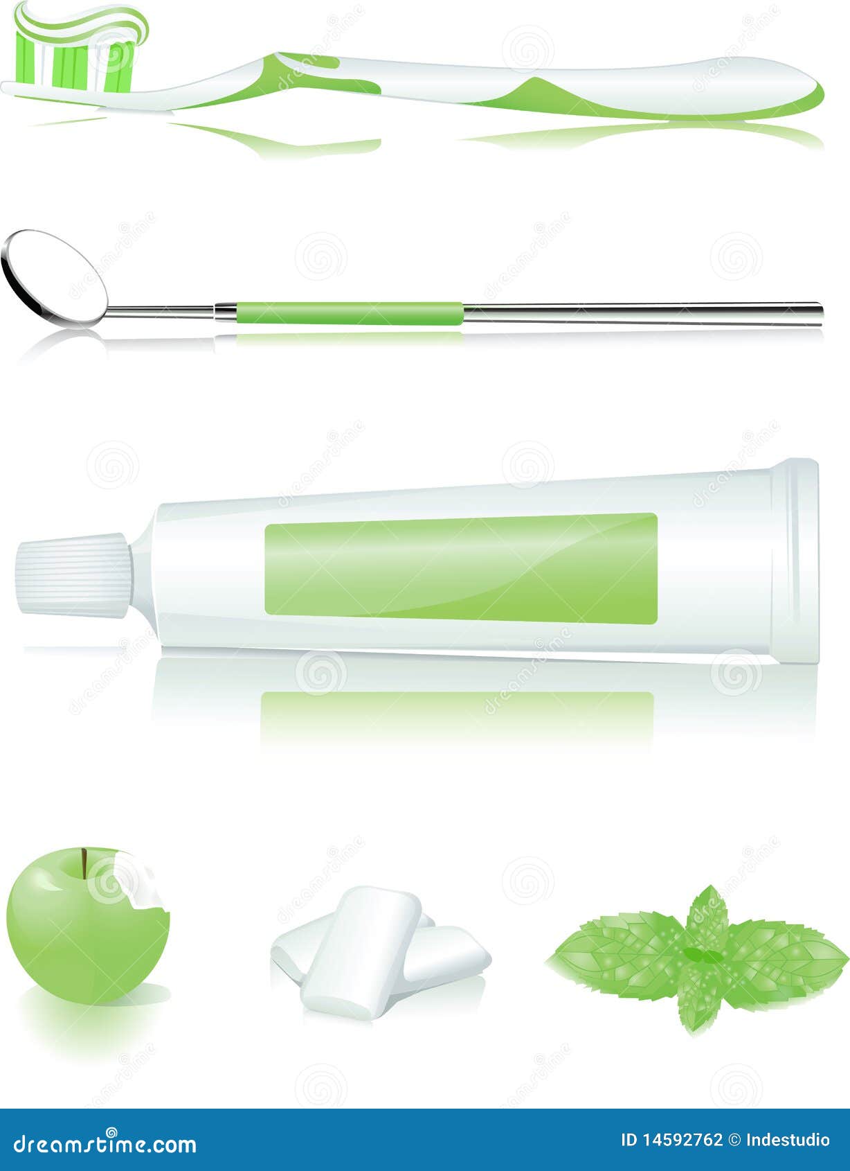 Toothbrush, Toothpaste, Apple, Gum and Mint Stock Vector - Illustration ...