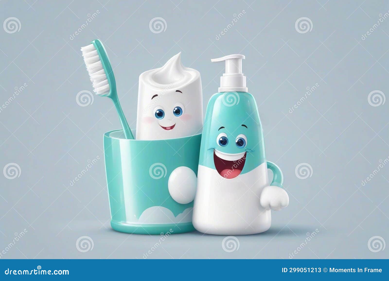 Toothbrush and Toothpaste in a Blue Cup on a Light Background Stock ...