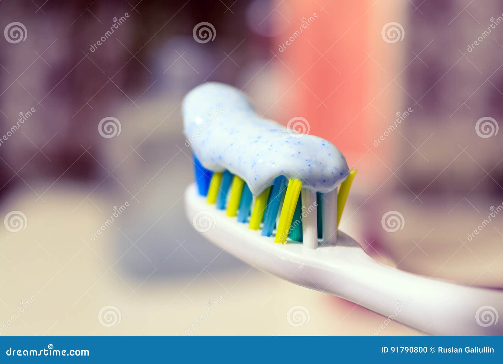 Toothbrush and Toothpaste on Blurred Background Stock Photo - Image of ...