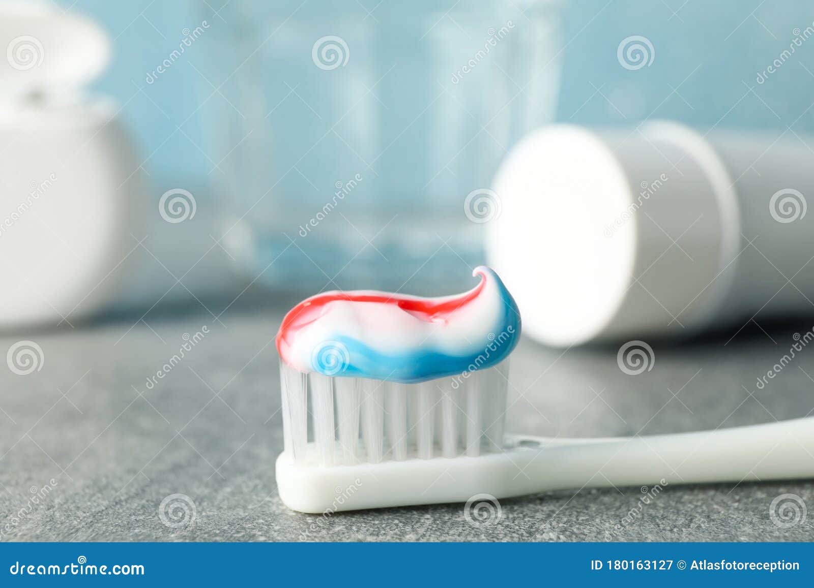 Toothbrush with Toothpaste, Close Up. Dental Stock Image - Image of ...