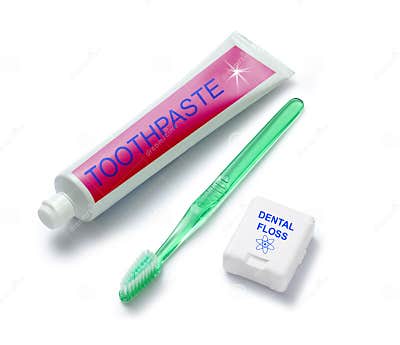 Toothbrush Toothpaste and Floss Stock Photo - Image of brush ...