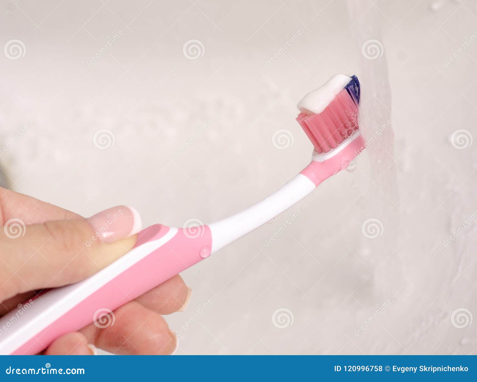 Toothbrush Toothpaste in Hand Water Stock Photo - Image of background ...
