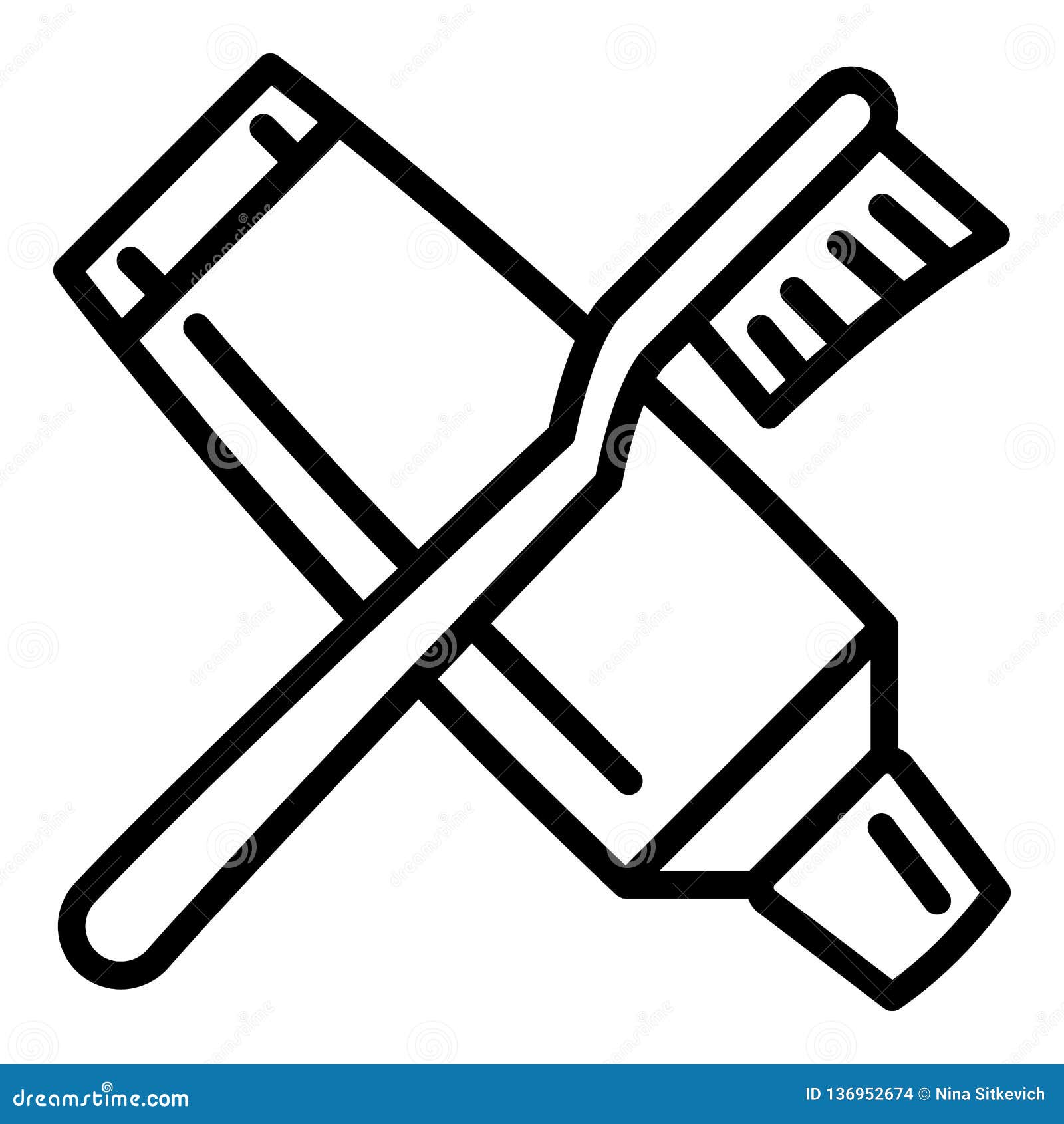 Toothbrush and Toothpaste Icon, Outline Style Stock Vector ...