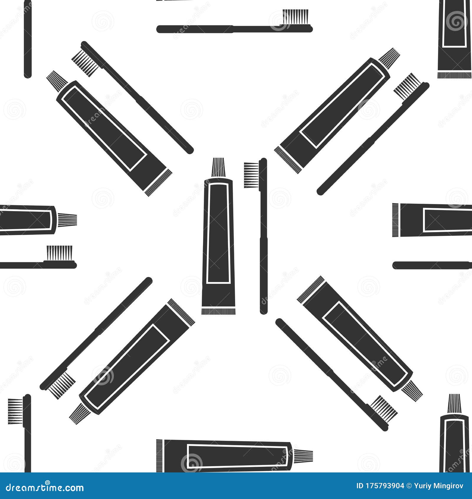 Toothbrush and Toothpaste Icon Seamless Pattern on White Background ...