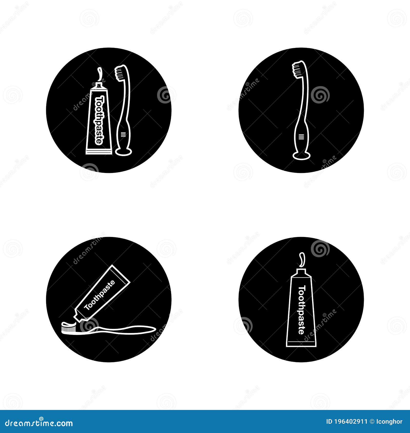 Toothbrush and Toothpaste Icon Set. Stock Vector - Illustration of ...