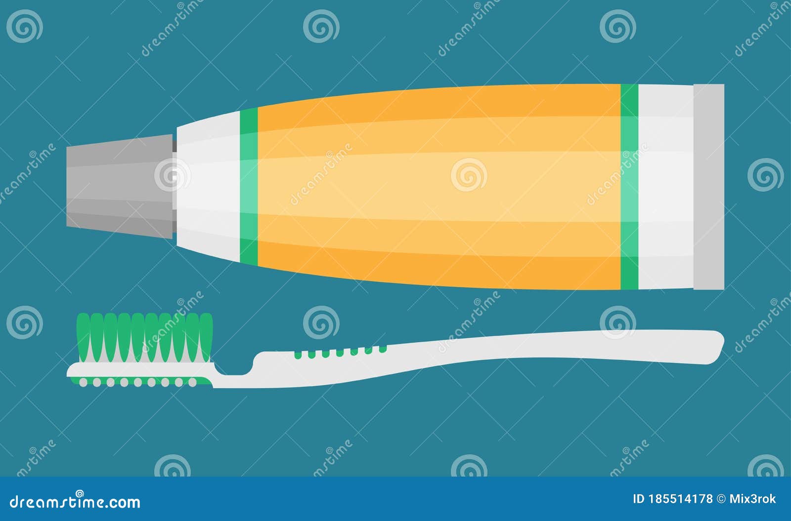 Toothbrush and Toothpaste Isolated on a Flat Background Vector ...