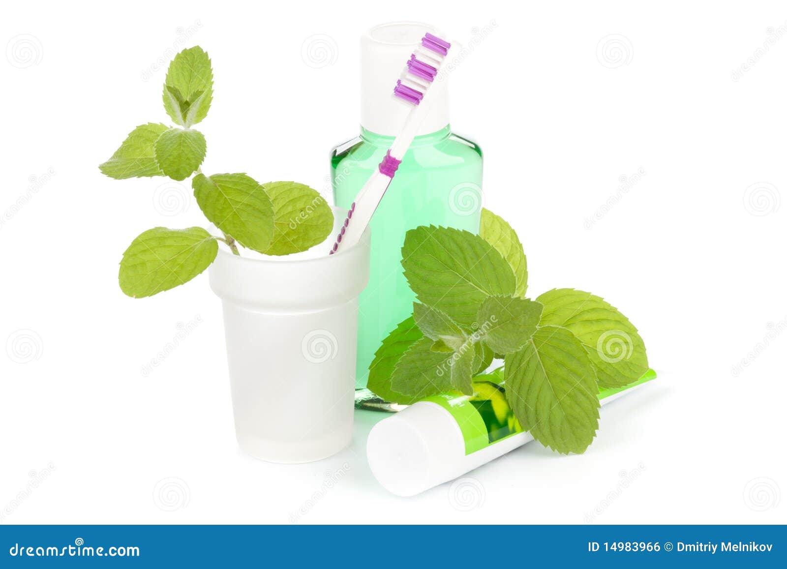 Toothbrush, Toothpaste and Leaves of Mint Stock Photo - Image of ...