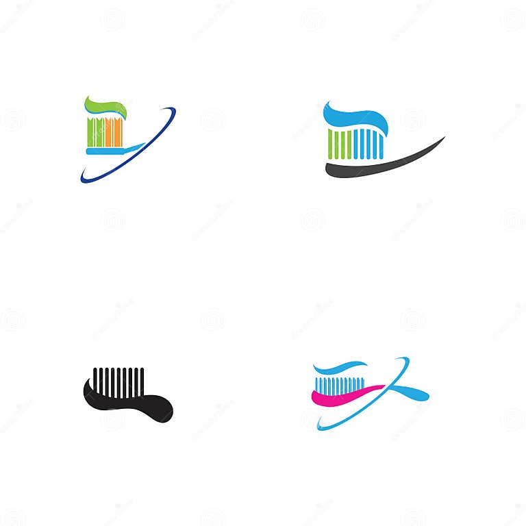 Toothbrush with Toothpaste Logo Icon Vector Template Illustration ...