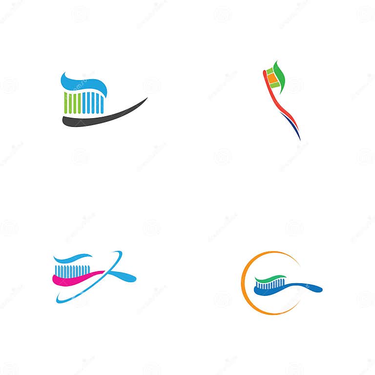 Toothbrush with Toothpaste Logo Icon Vector Template Illustration ...