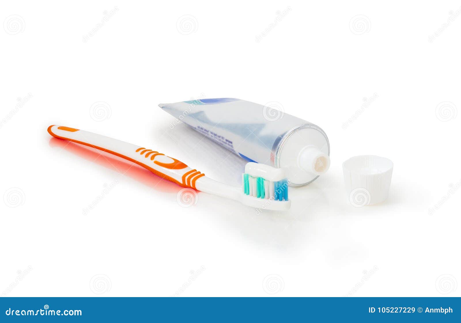 Toothbrush with Toothpaste and Open Tube of Toothpaste Stock Image ...
