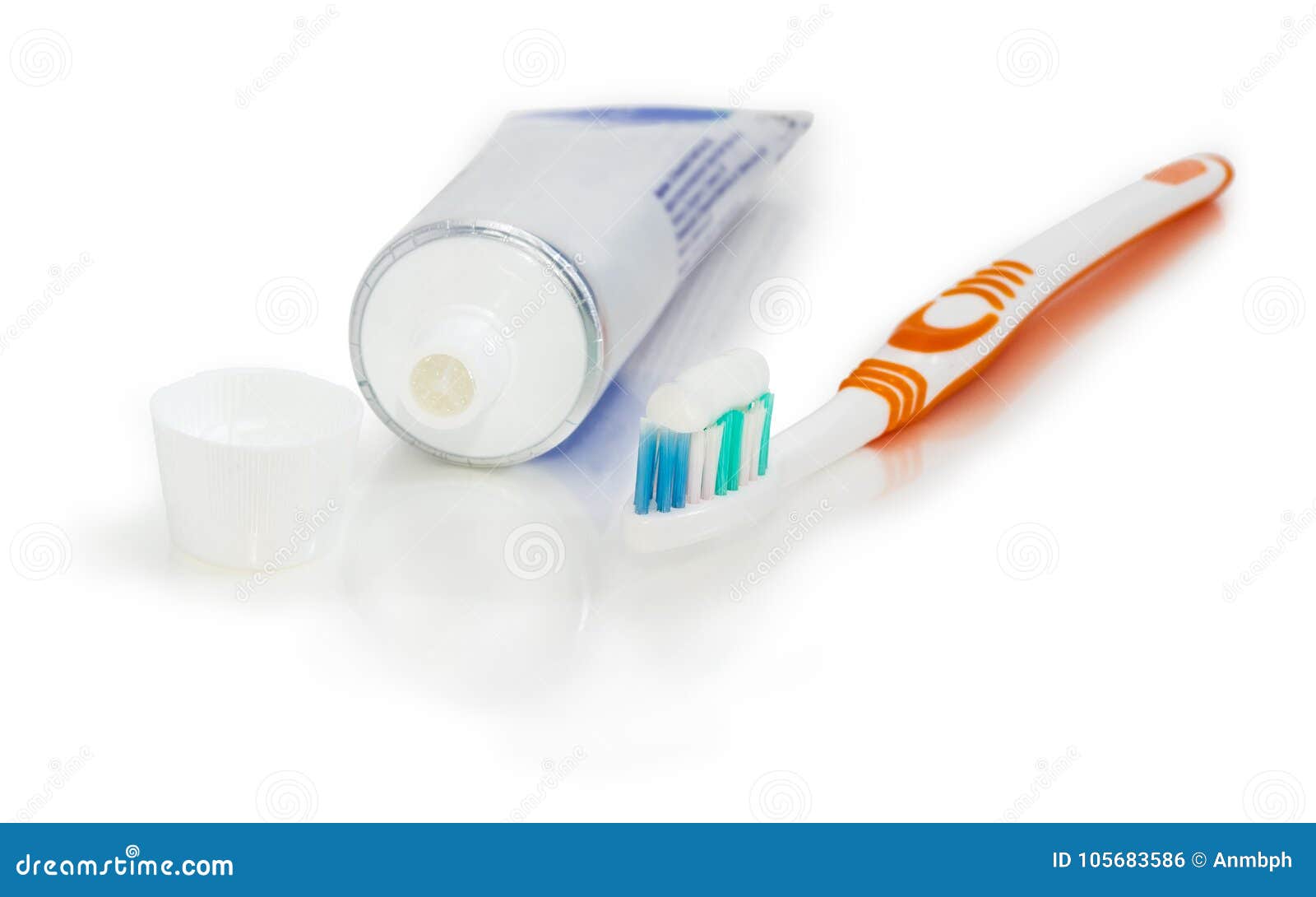 Toothbrush with Toothpaste and Open Tube of Toothpaste Stock Photo ...