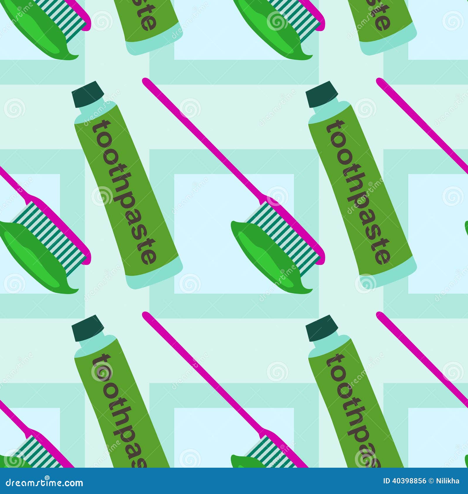 Toothbrush and Toothpaste Seamless Background Design Stock Illustration ...