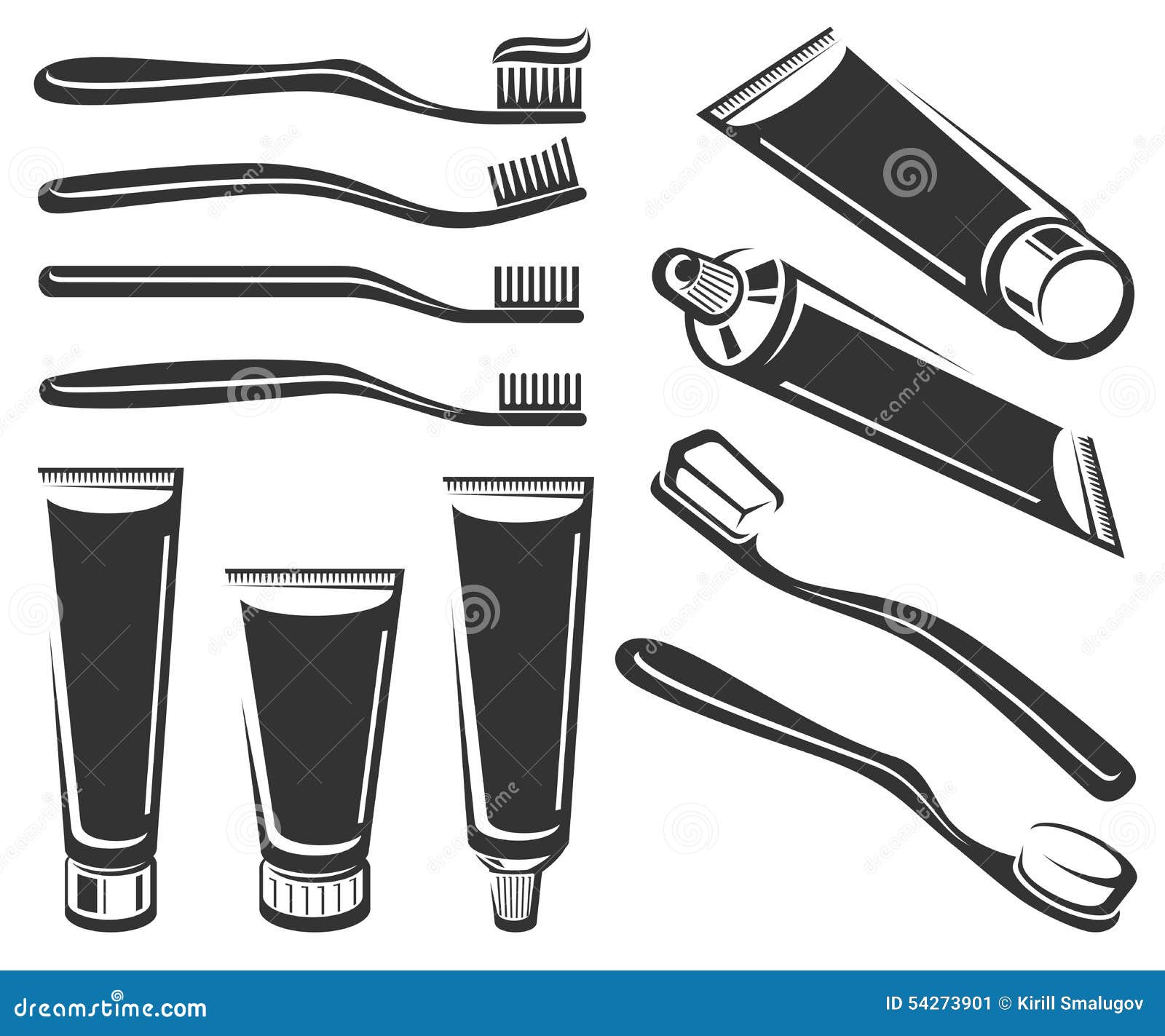 Toothbrush and Toothpaste Set. Vector Stock Vector - Illustration of ...
