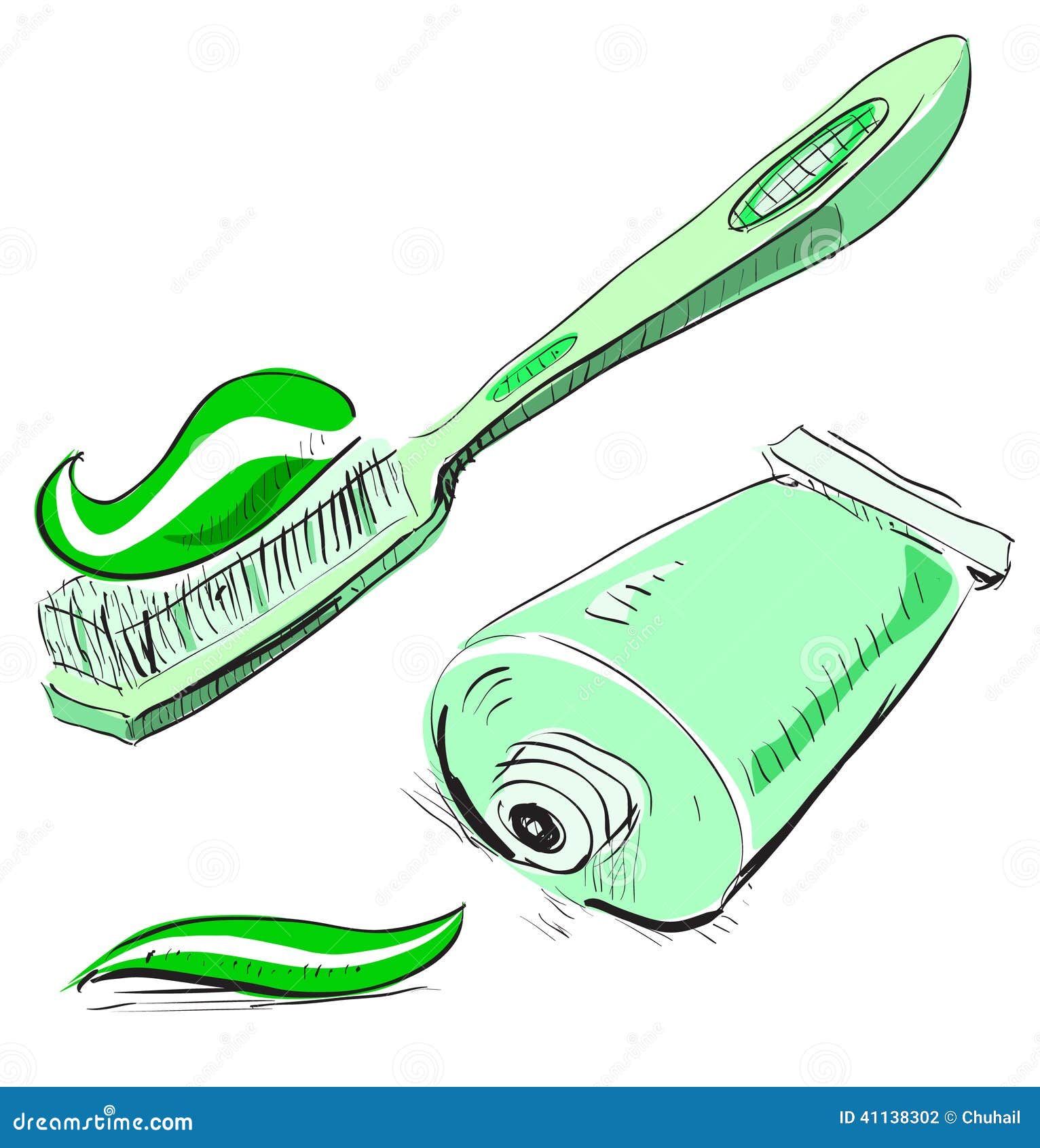 Toothbrush and toothpaste stock vector. Illustration of pencil - 41138302