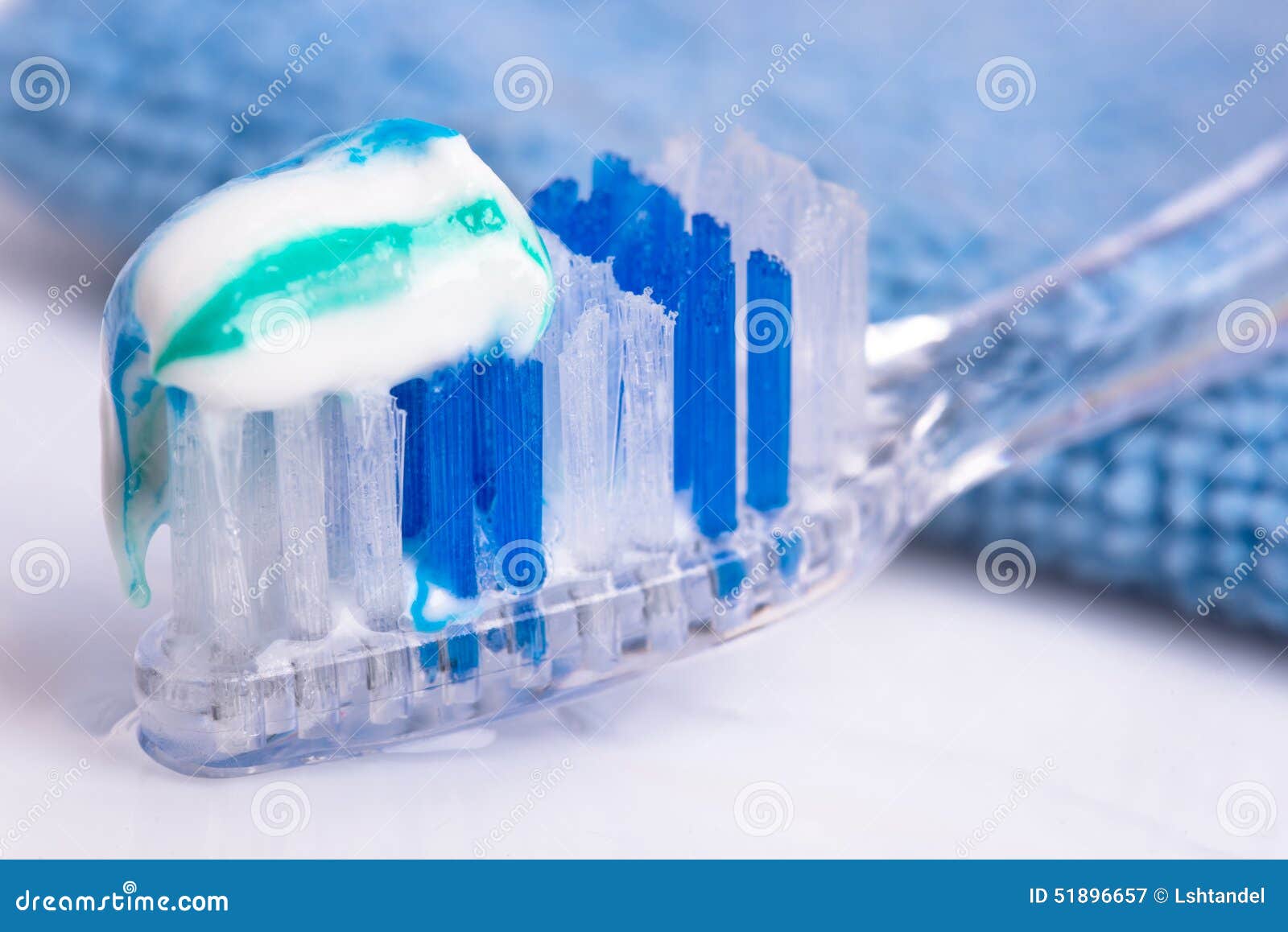 Toothbrush and Toothpaste, Towel, Water Spray. Stock Image - Image of ...