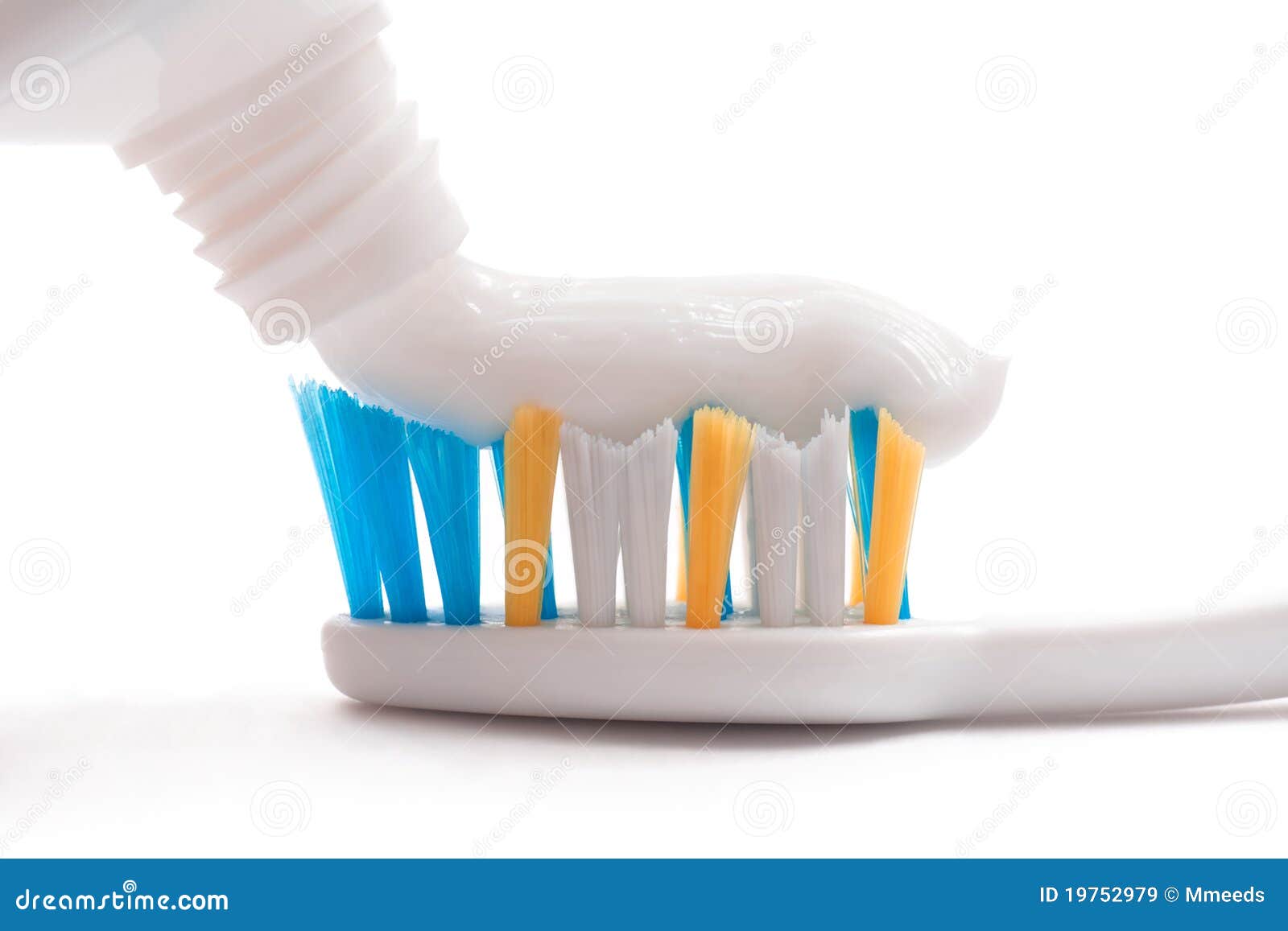 Toothbrush With Toothpaste On Blurred Glass Of Water Background Royalty ...