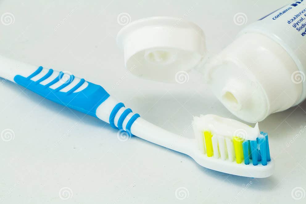 Toothbrush and Toothpaste Tubes Stock Photo - Image of oral, bathroom ...