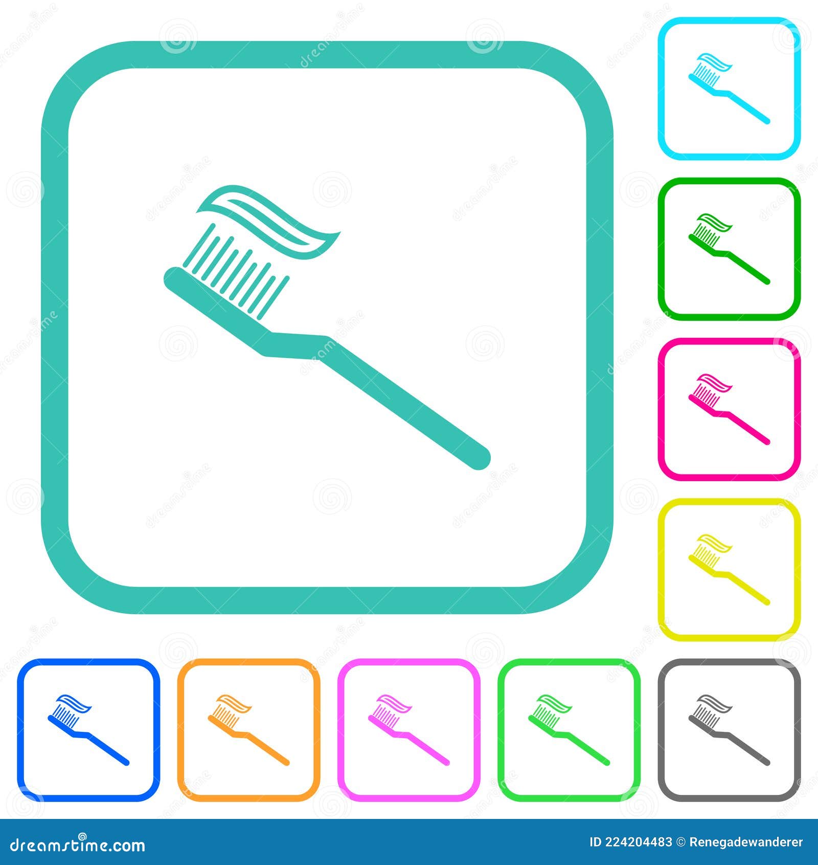 Toothbrush with Toothpaste Vivid Colored Flat Icons Stock Vector ...