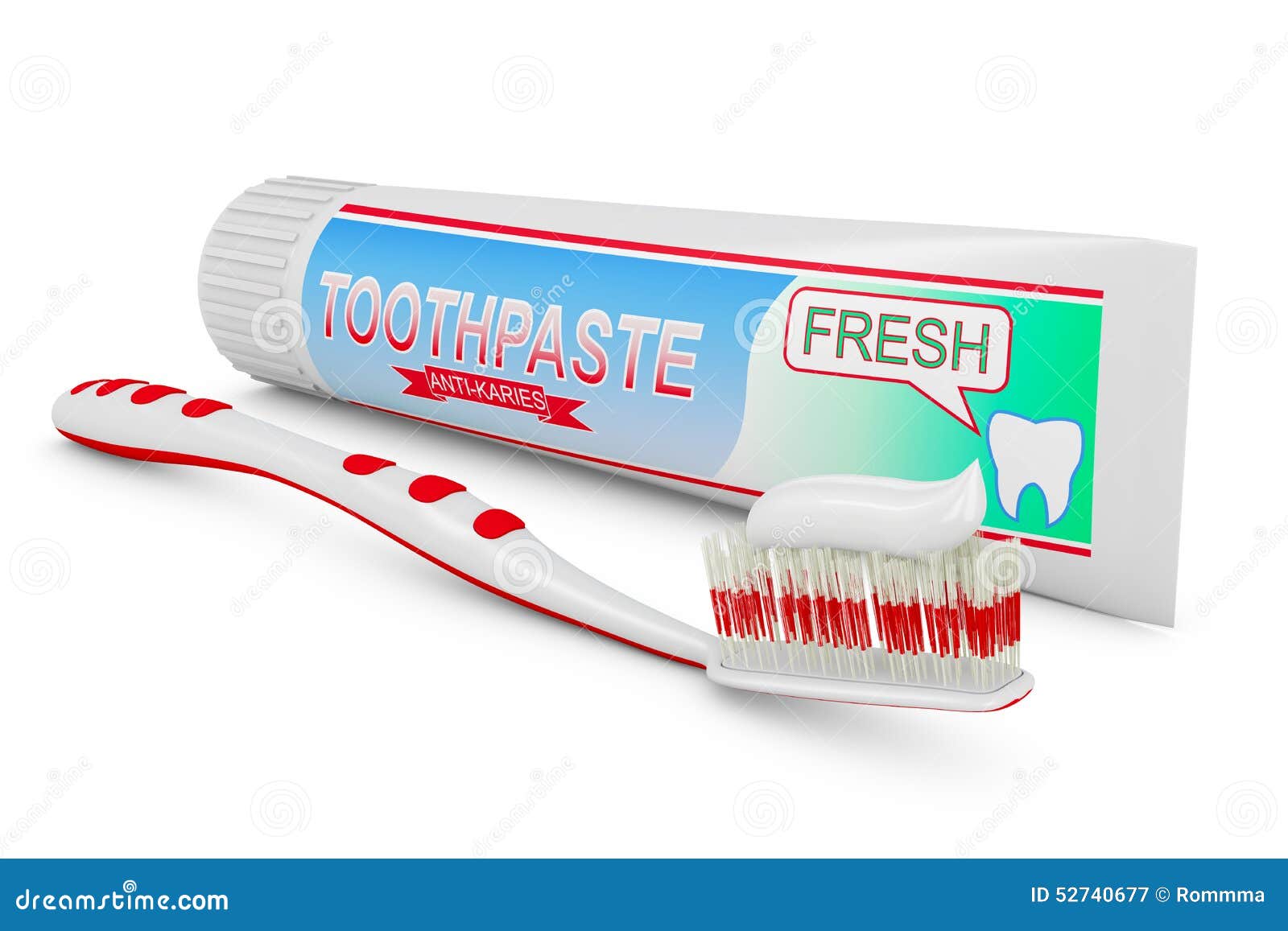 Toothbrush and Tube of Toothpaste Stock Illustration - Illustration of ...