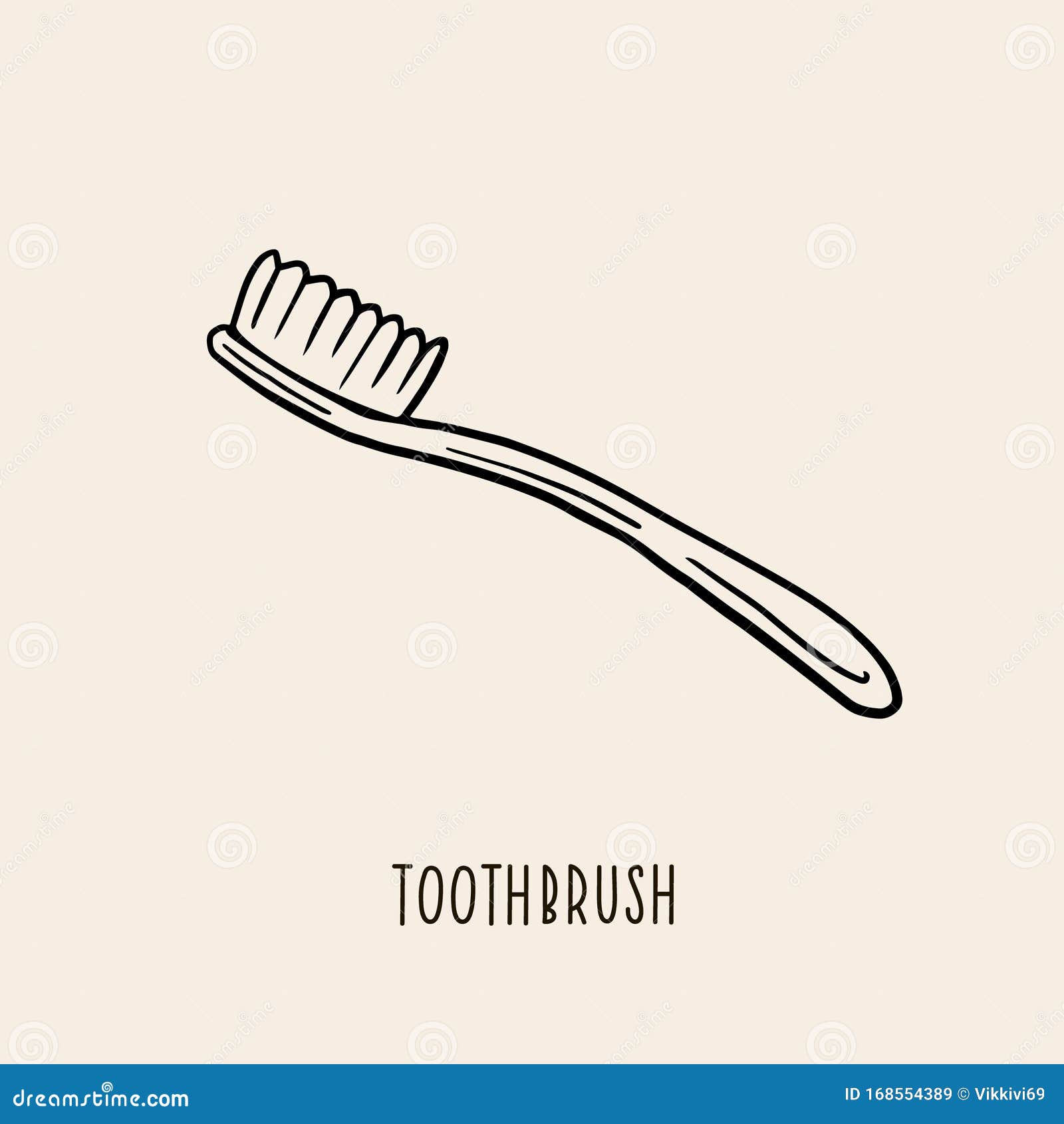 Toothbrush. Vector Linear Illustration by Hand Stock Illustration ...