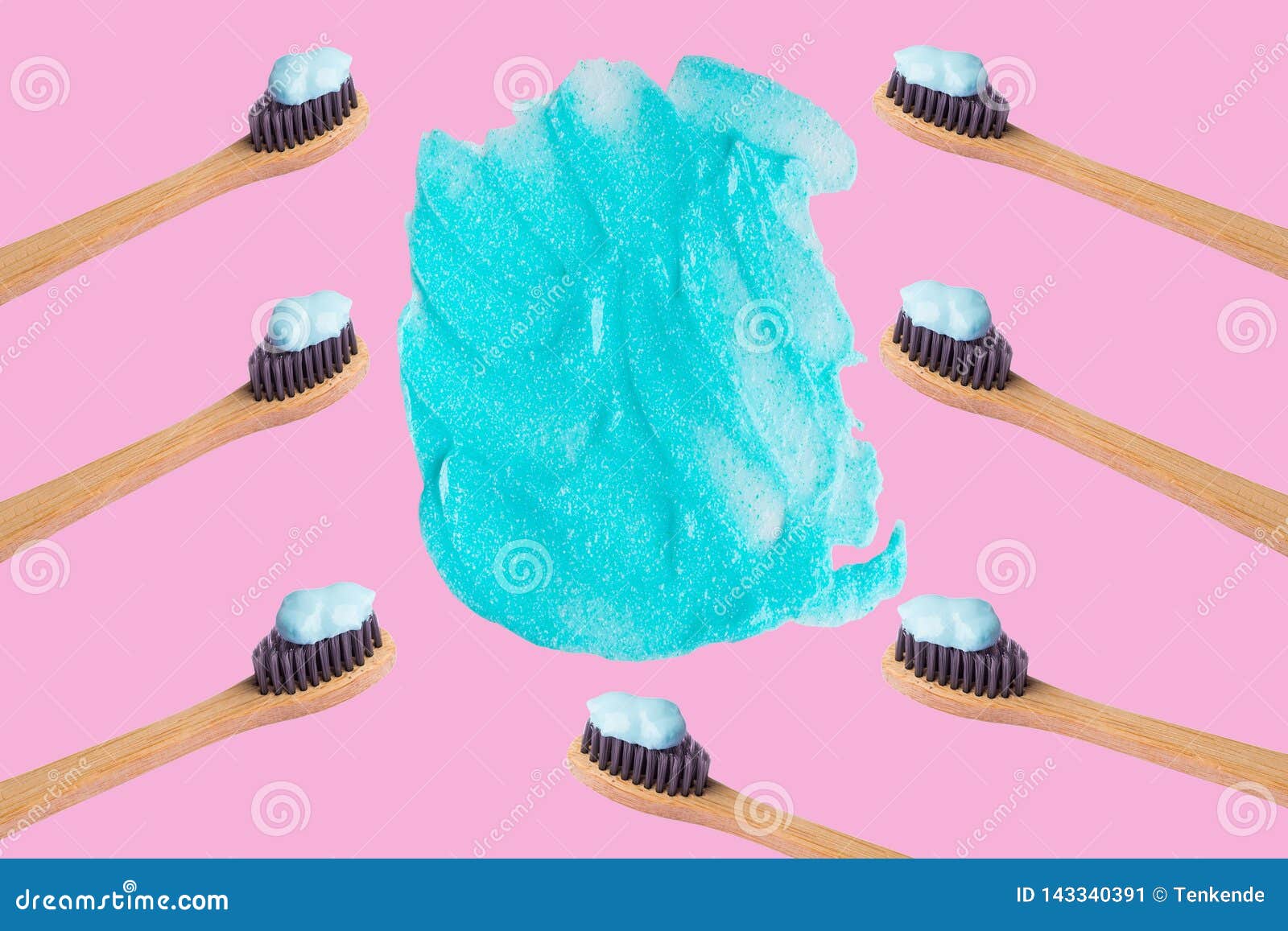 Toothbrushes Frame with Toothpaste on Pink Stock Image - Image of ...
