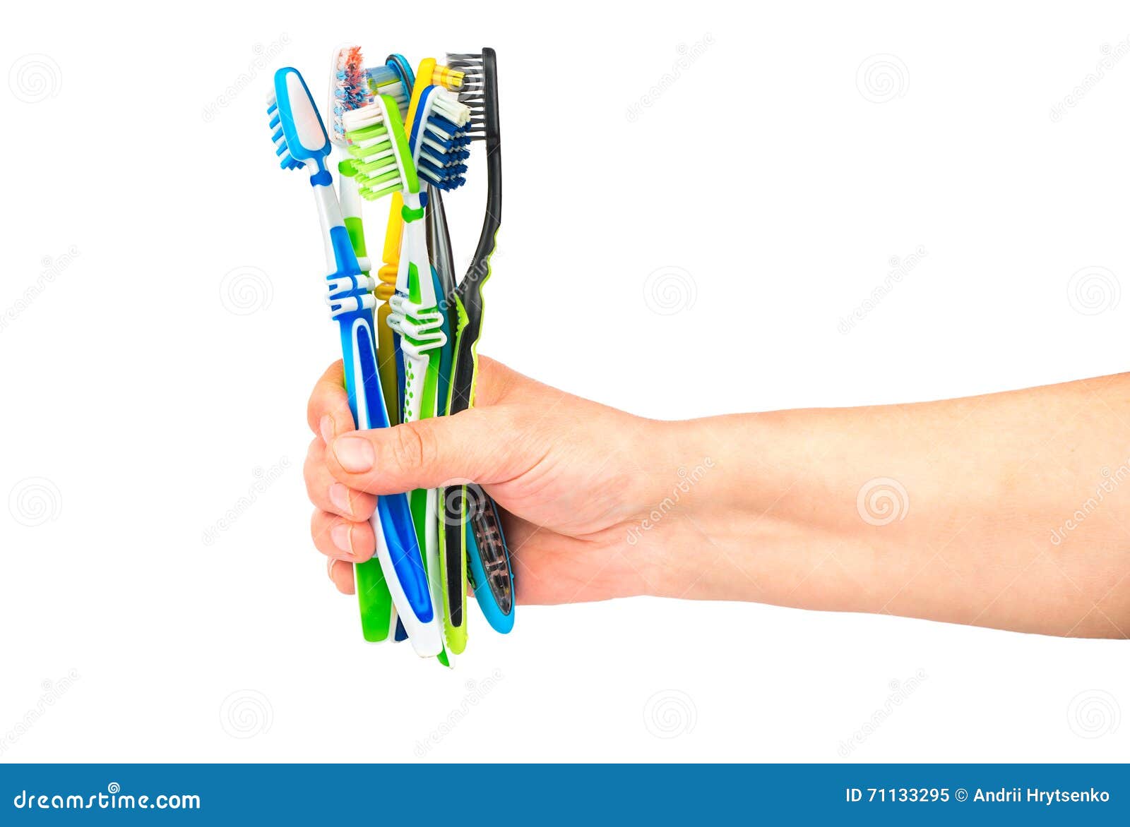 Toothbrushes in hand stock image. Image of brush, dental - 71133295