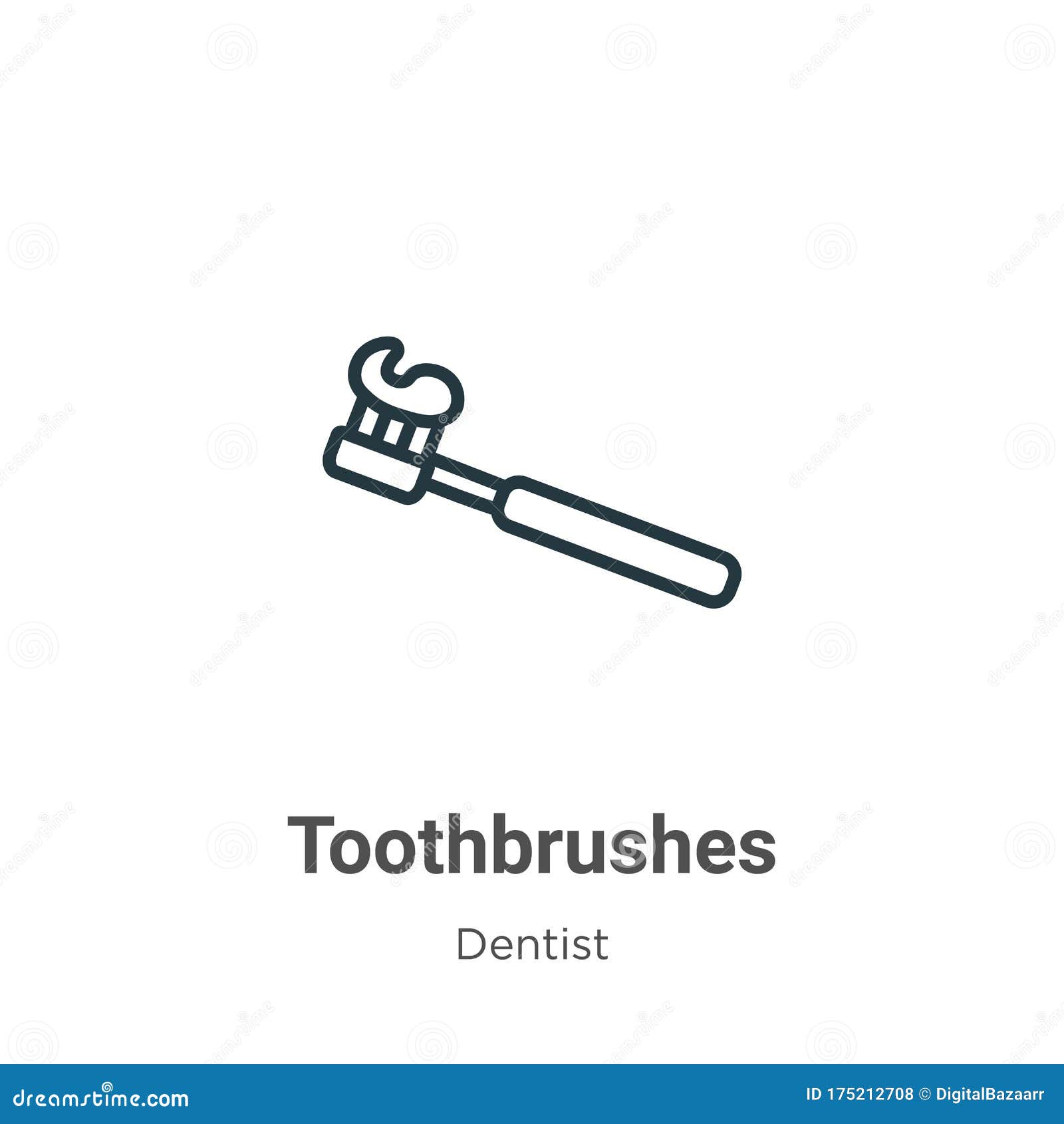 Toothbrushes Outline Vector Icon. Thin Line Black Toothbrushes Icon ...