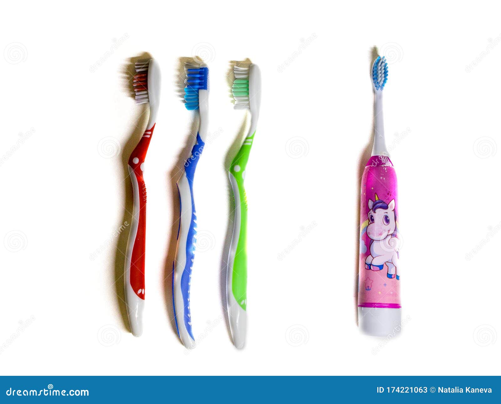 Toothbrushes in Red Blue Green and Pink Editorial Stock Photo - Image ...
