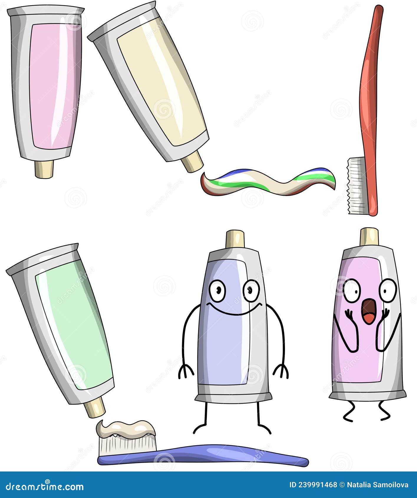 Happy Toothbrushes In A Cup Cartoon | CartoonDealer.com #49015898