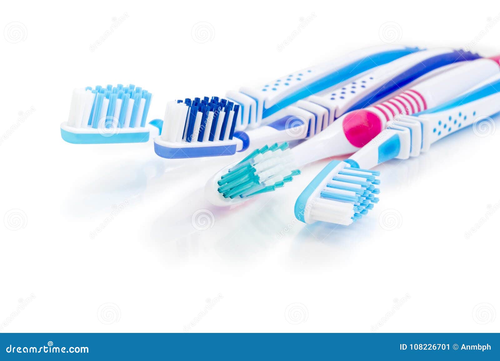 Toothbrushes on a White Matte Surface Closeup Stock Image - Image of ...