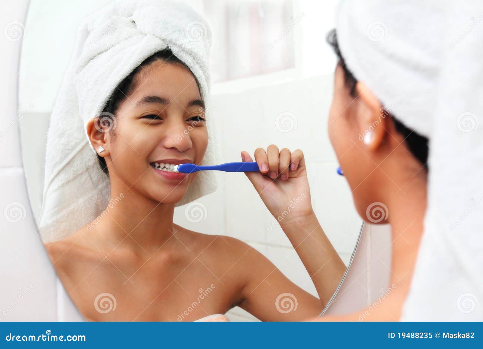 Toothbrushing stock image. Image of bathroom, cute, lady - 19488235
