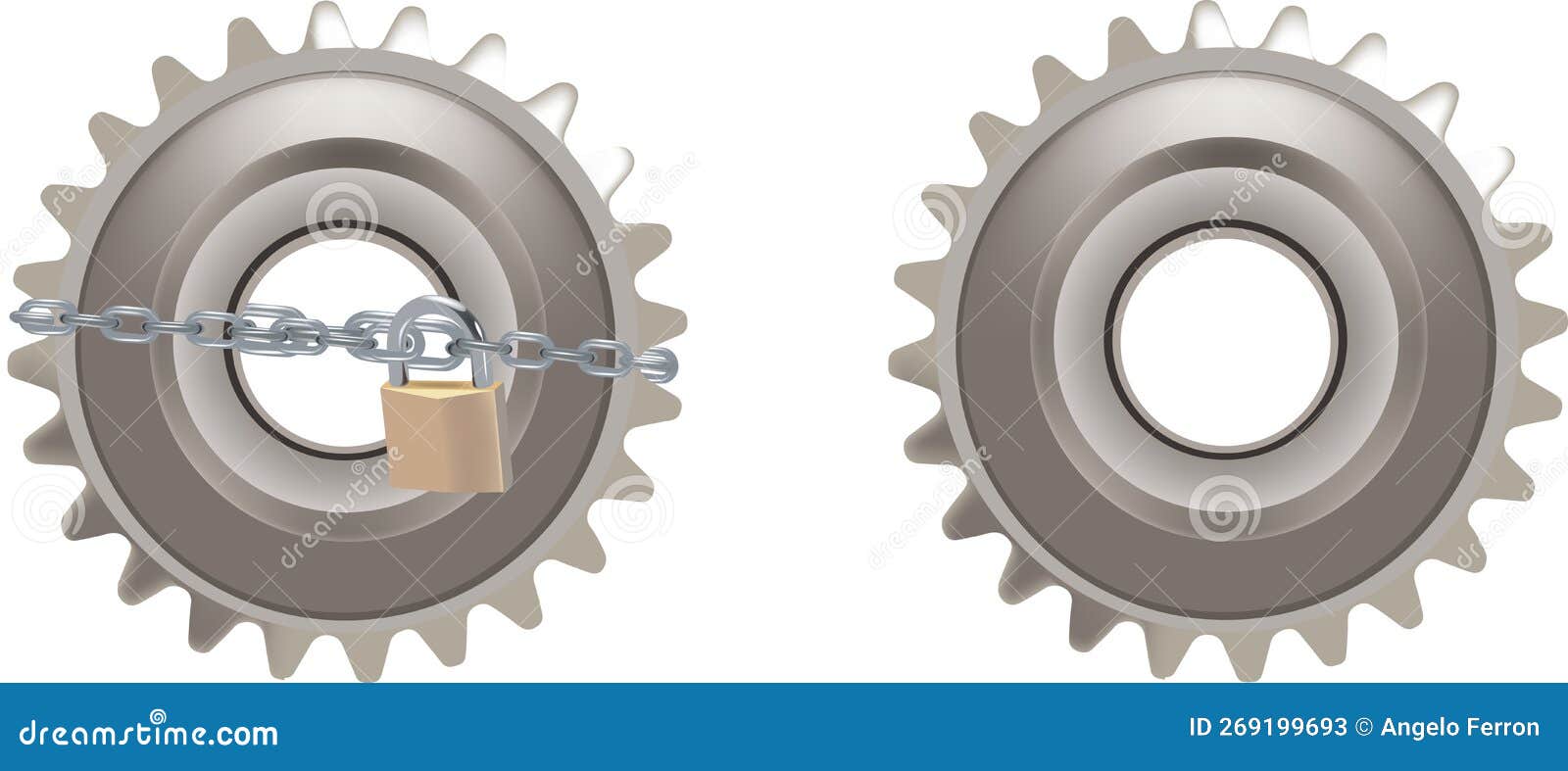Toothed Gear Open and Closed with Padlock- Stock Image - Image of ...