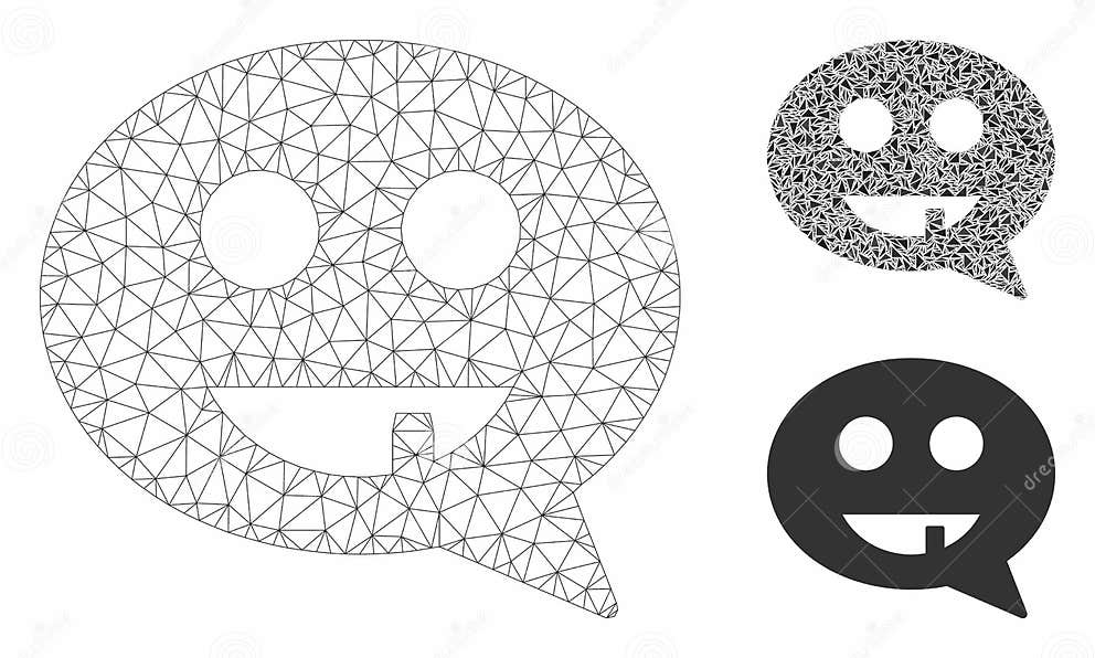 Toothless Smiley Message Vector Mesh 2D Model and Triangle Mosaic Icon ...