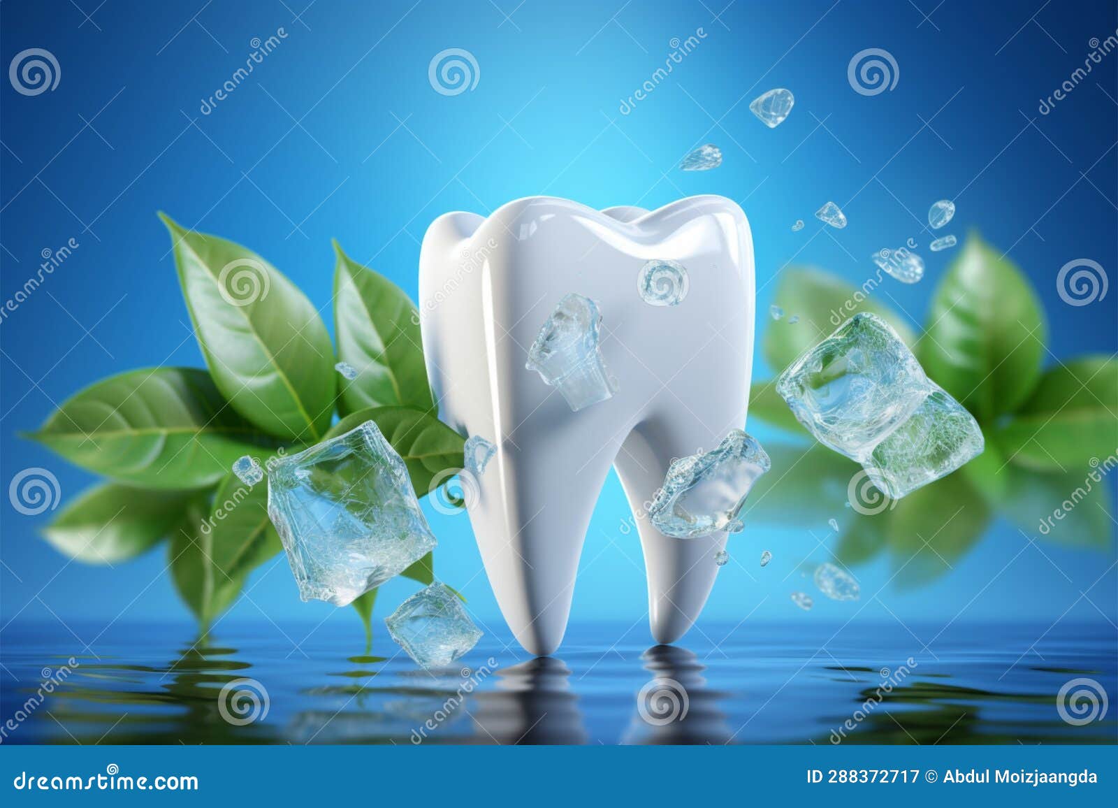 Toothpaste Ad Template with Giant Tooth Model, Ice Cubes, and Mint ...
