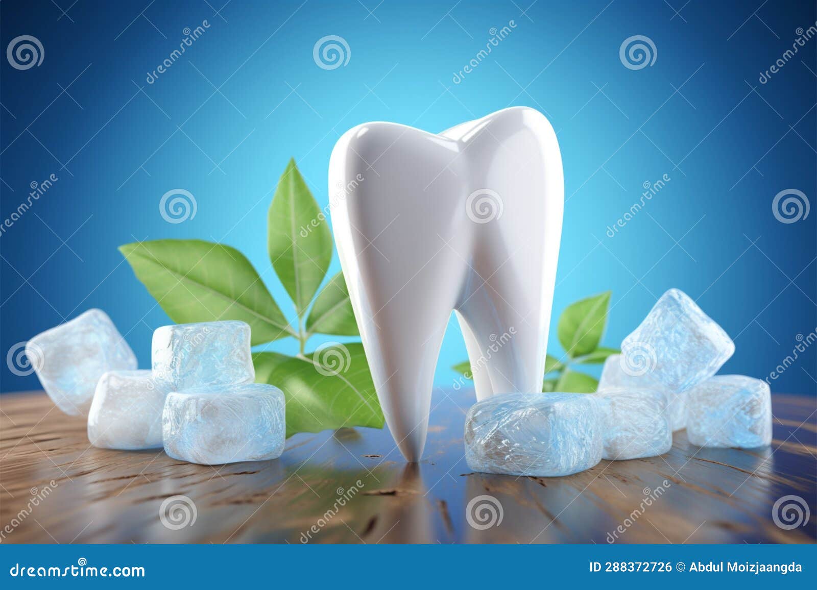 Toothpaste Ad Template with Giant Tooth Model, Ice Cubes, and Mint ...