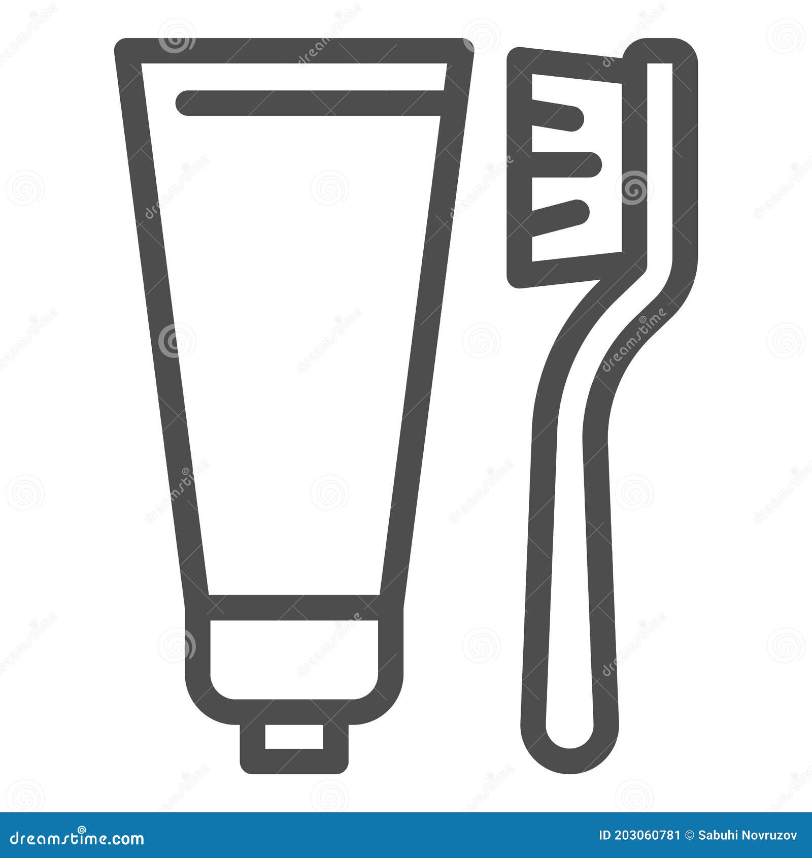 Toothpaste and Brush Line Icon, Hygiene Routine Concept, Toothbrush and ...