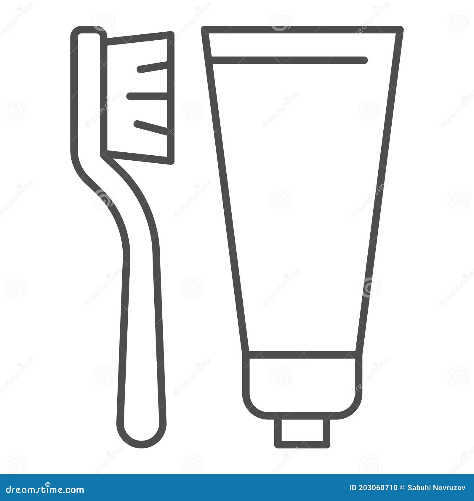 Toothpaste and Brush Thin Line Icon, Hygiene Routine Concept ...