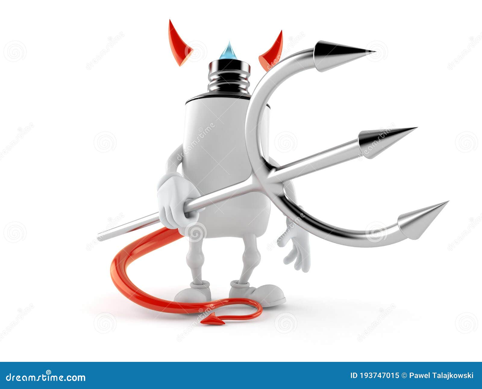 Toothpaste Character with Devil Horns and Pitchfork Stock Illustration ...