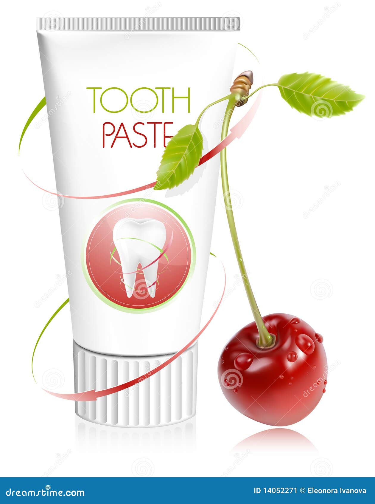 Toothpaste with cherry. stock vector. Illustration of drop - 14052271