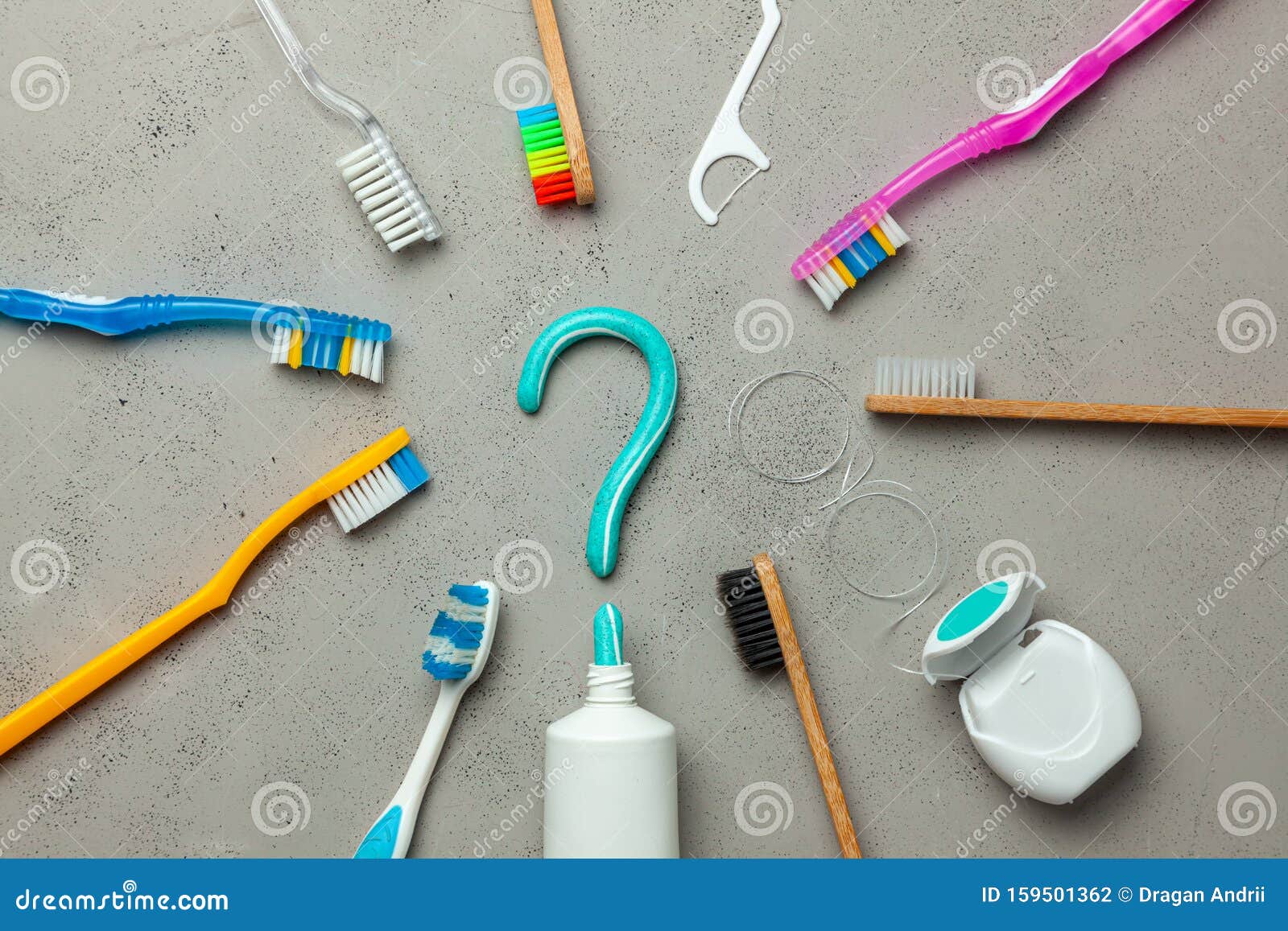 Toothpaste in the Form of a Question Mark and Many Different and ...