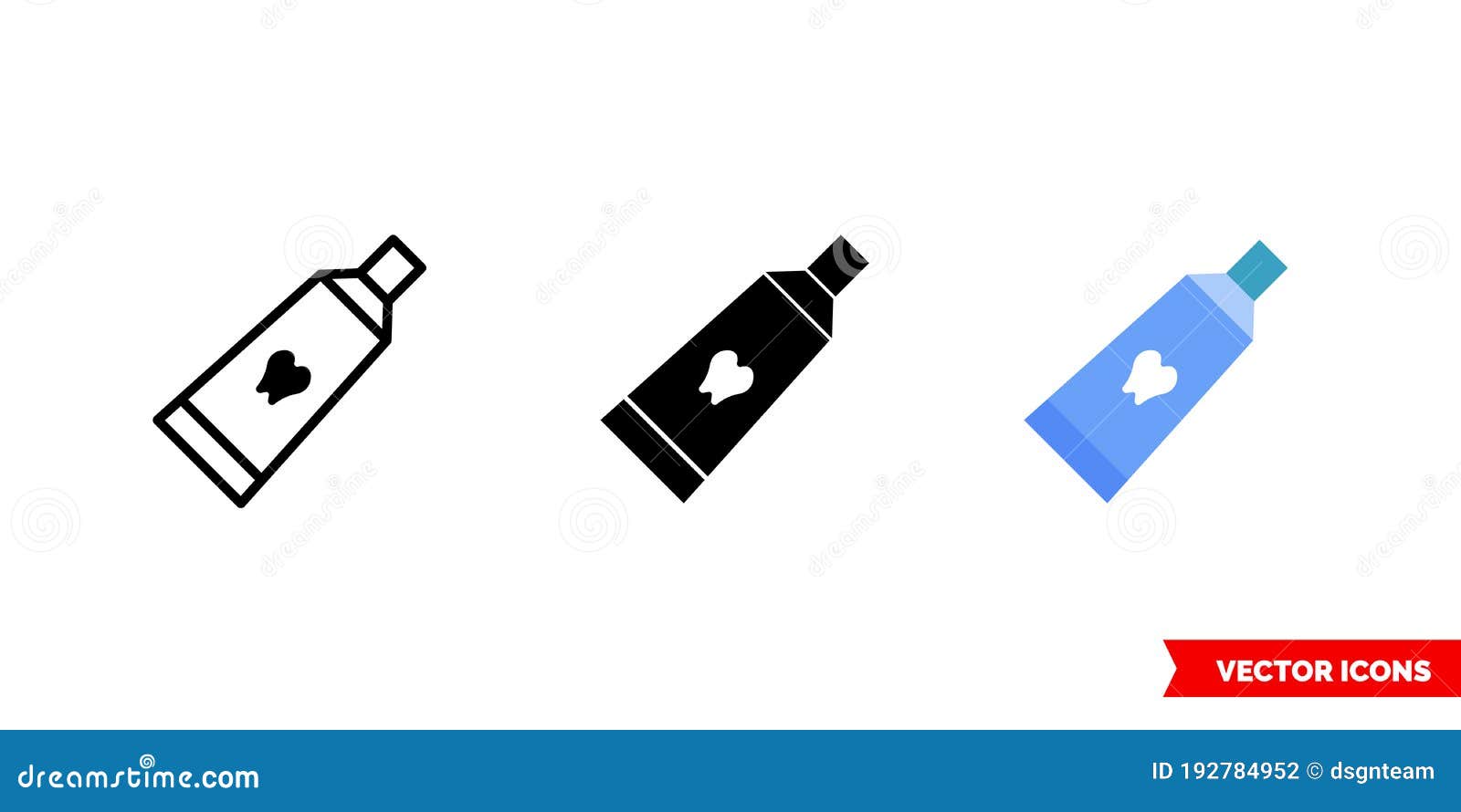 Toothpaste Icon of 3 Types. Isolated Vector Sign Symbol. Stock Vector ...