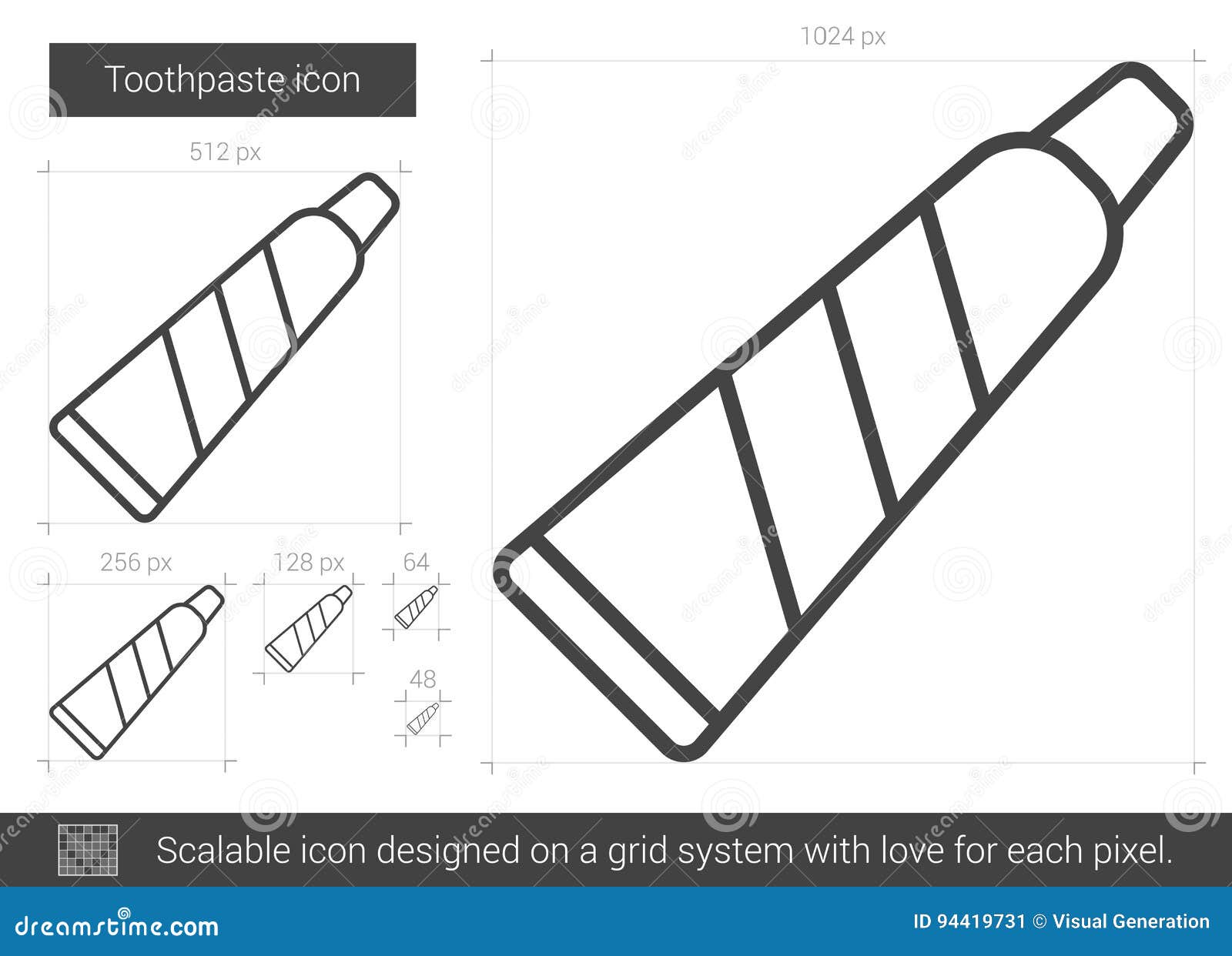 Toothpaste line icon. stock vector. Illustration of liquid - 94419731