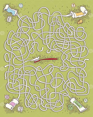 Toothpaste Maze Game for Children Stock Vector - Illustration of room ...