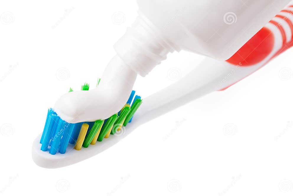 Toothpaste onto toothbrush stock image. Image of closeup - 34554451