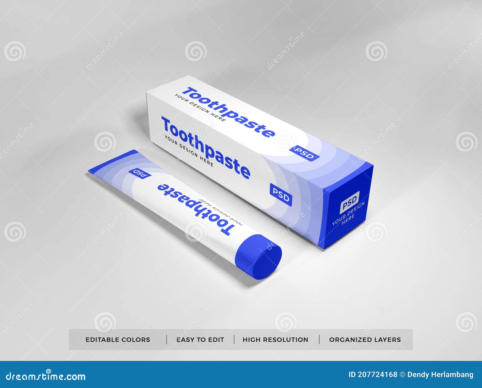 Toothpaste Packaging 3D Illustration Mockup Scene Stock Illustration ...